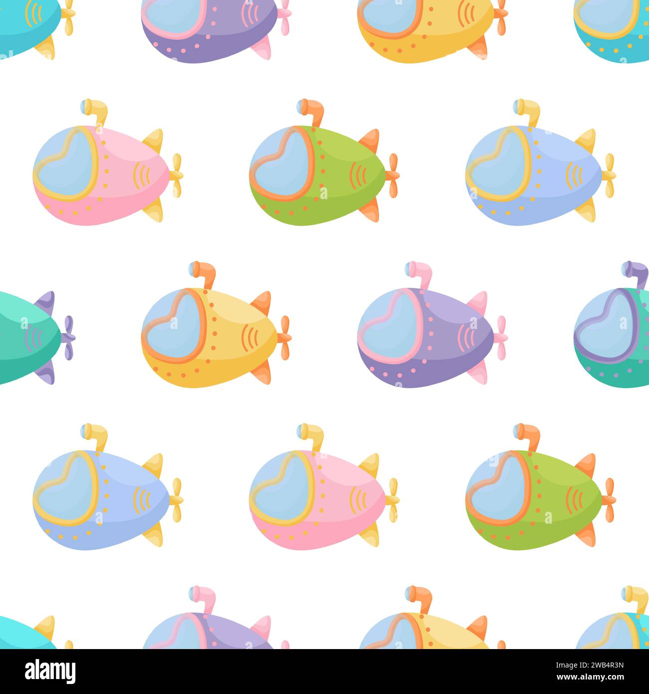 Cute children's seamless pattern with submarines. Creative kids texture ...