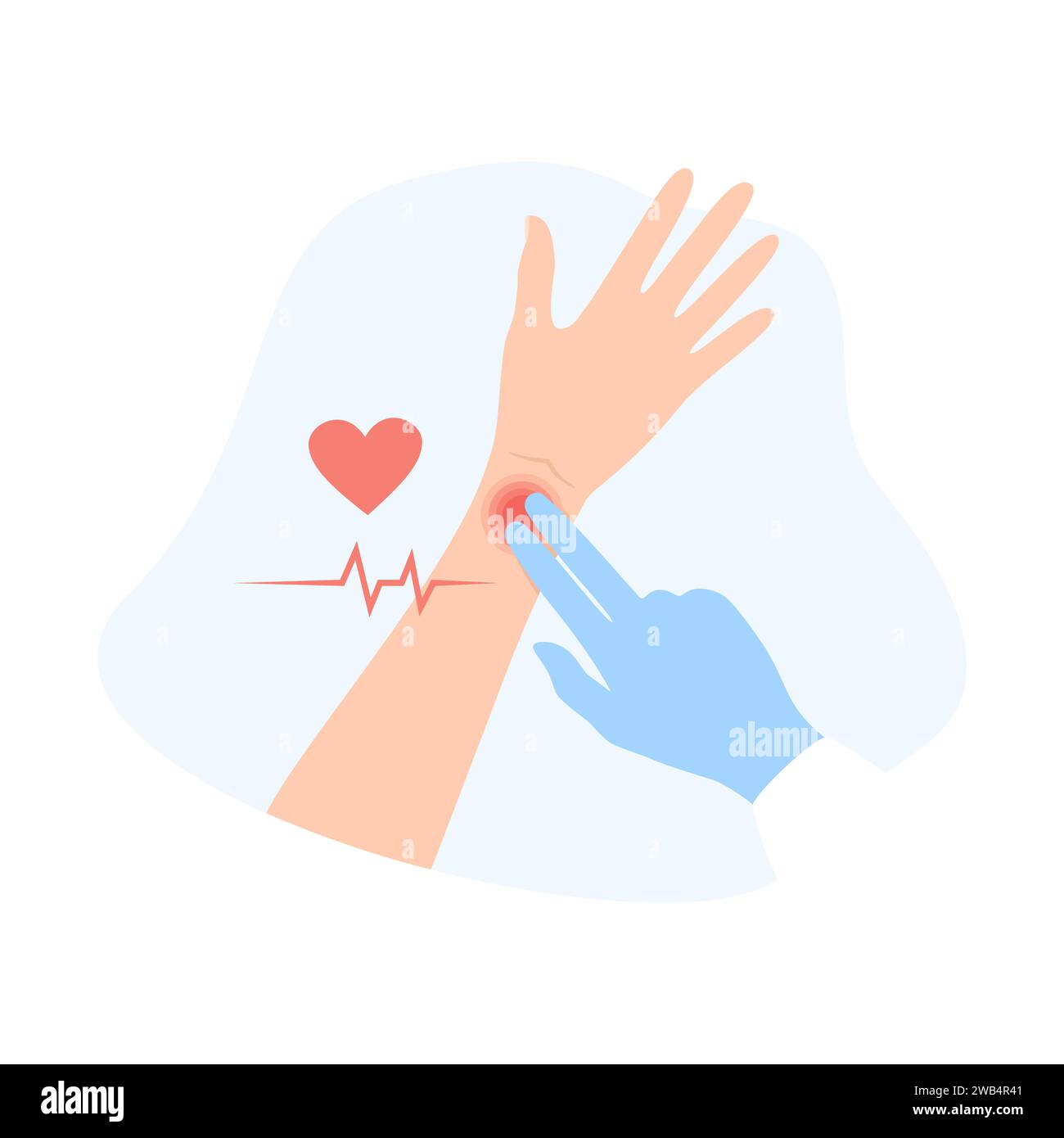 A doctor measuring a patient's pulse, isolated on white background ...