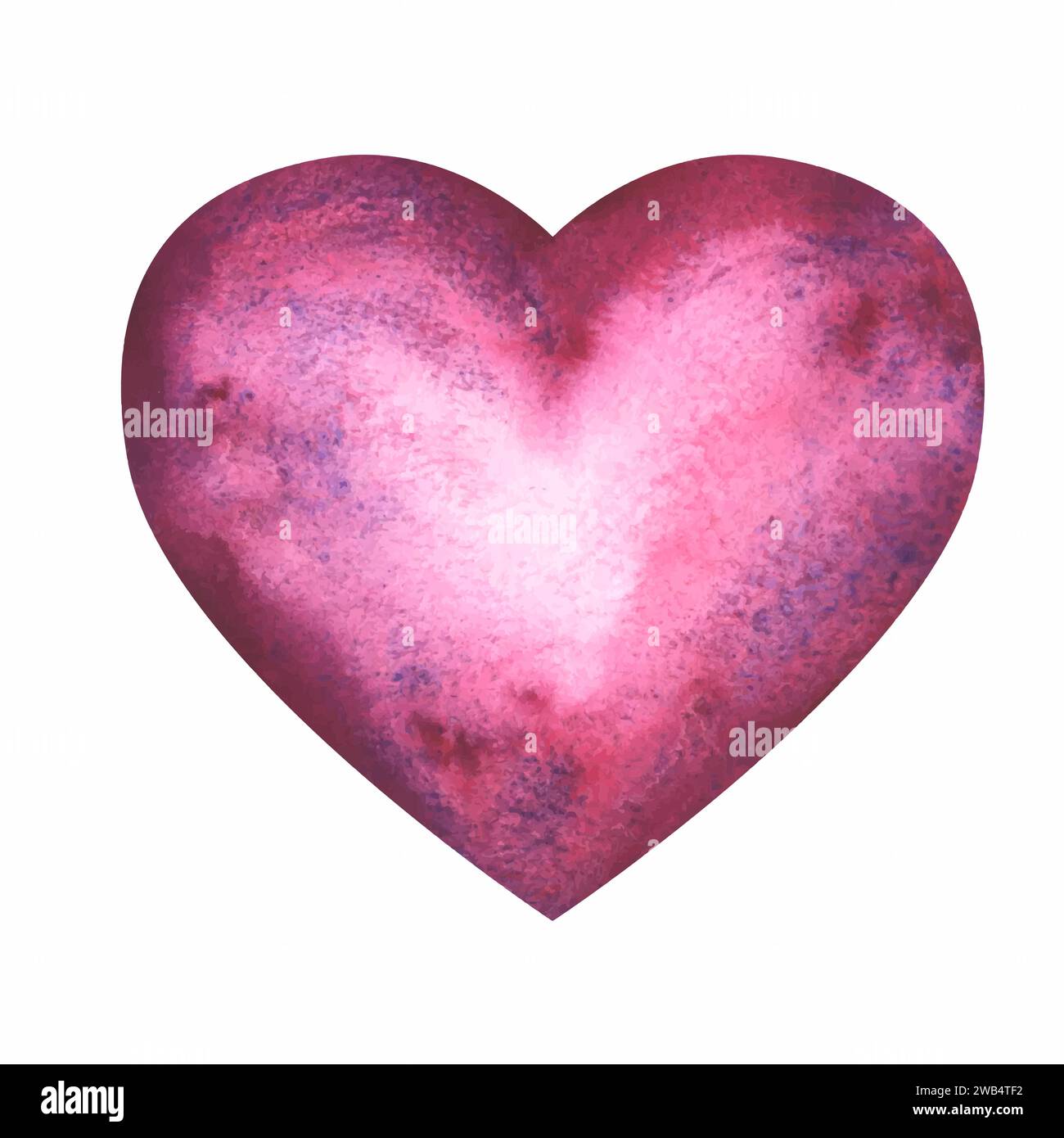 Simple vector watercolor pink blue lilac heart for Happy Valentines Day ...