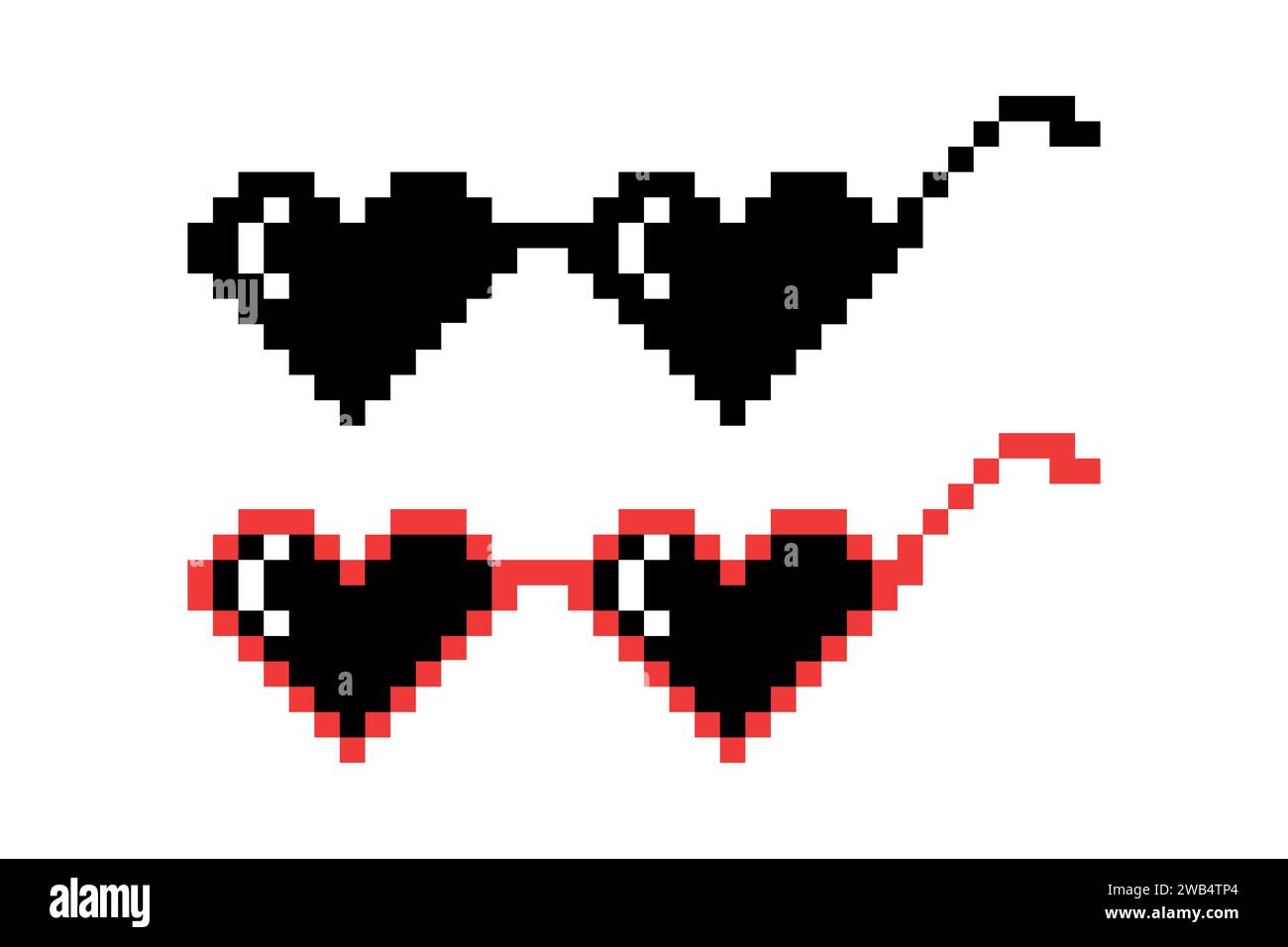 Vector Pixel Boss Glasses Icon Set in 8 bit Retro Style. Summer Meme ...