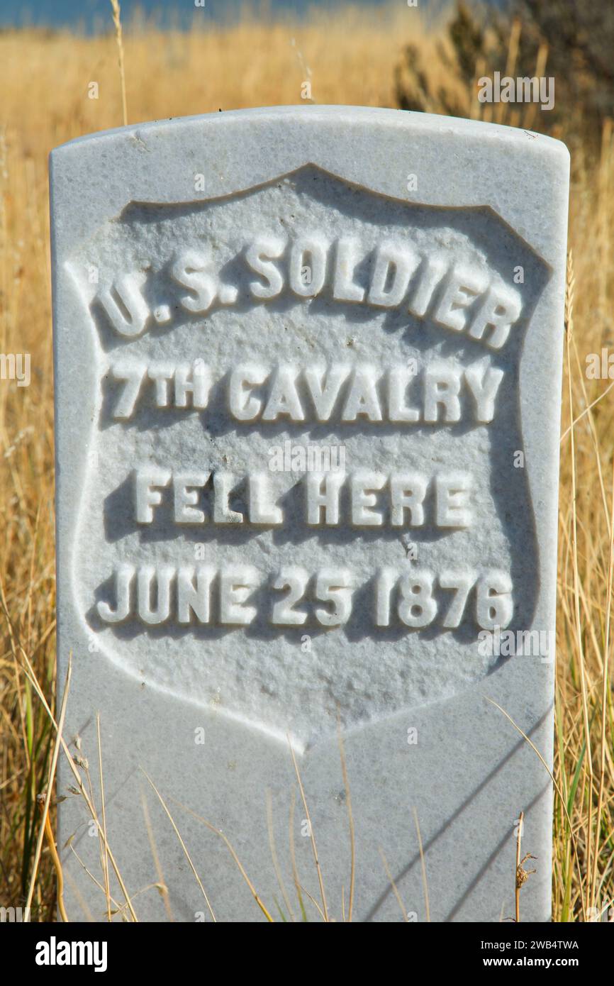 U.S. soldier headstone marker, Little Bighorn Battlefield National ...