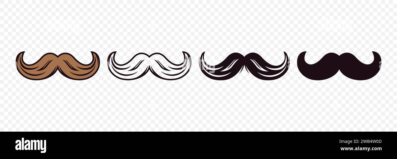 Vector Isolated Mustache Set. Face Party Decoration for Portrait ...