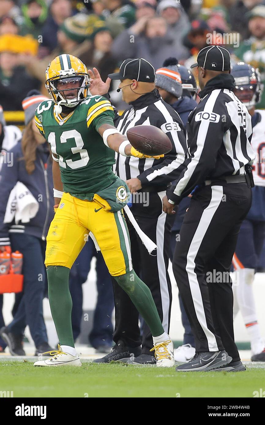 Green Bay Packers wide receiver Dontayvion Wicks (13) during an NFL ...