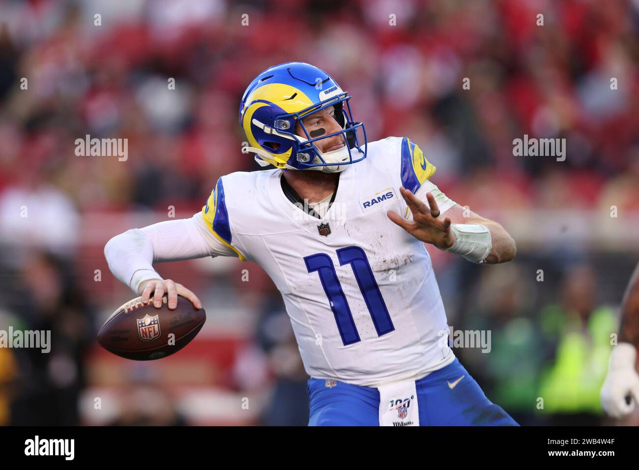 Los Angeles Rams quarterback Carson Wentz (11) passes against the San ...
