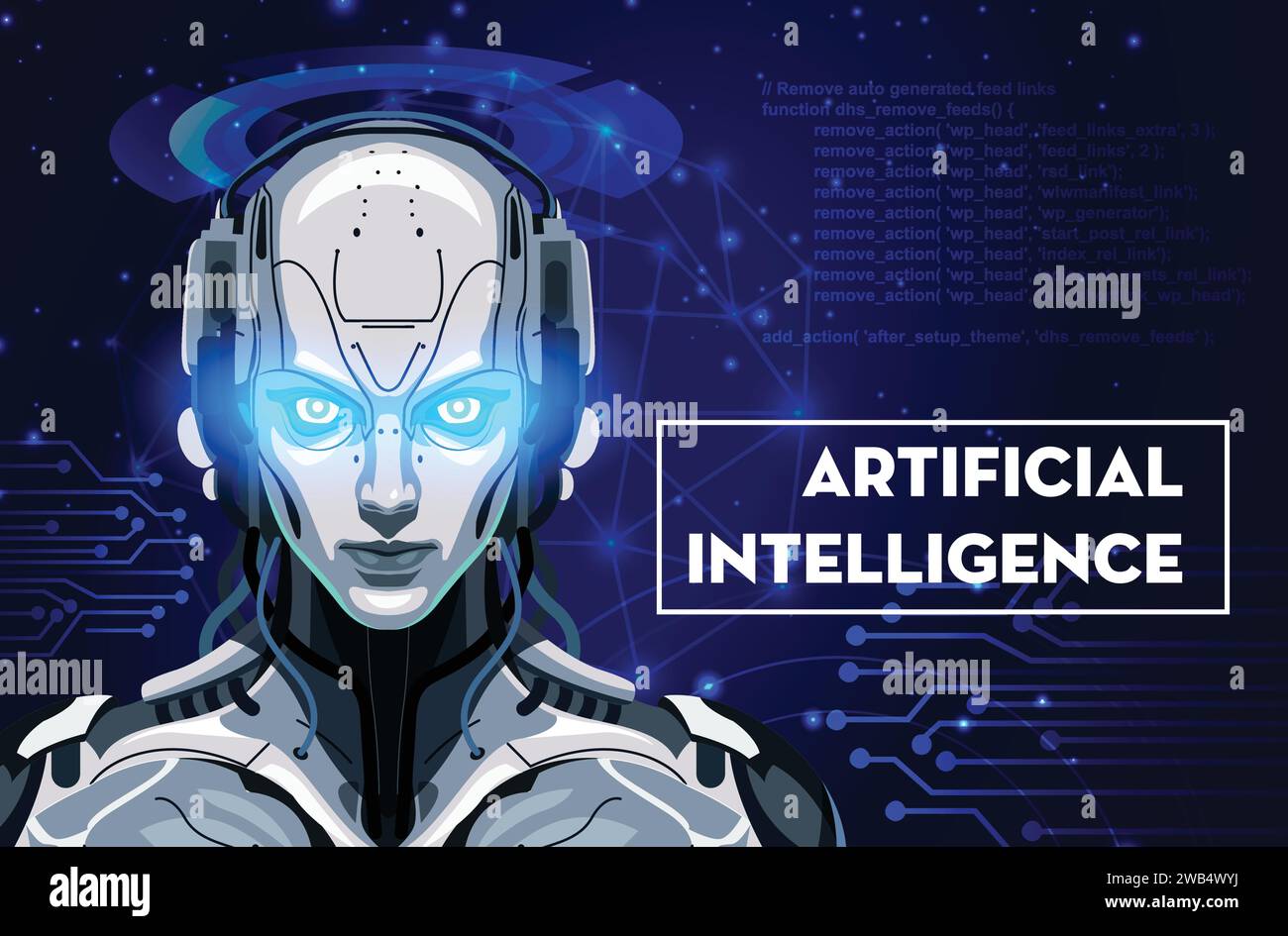 Futuristic AI backdrop 3d robot design Stock Vector Image & Art - Alamy