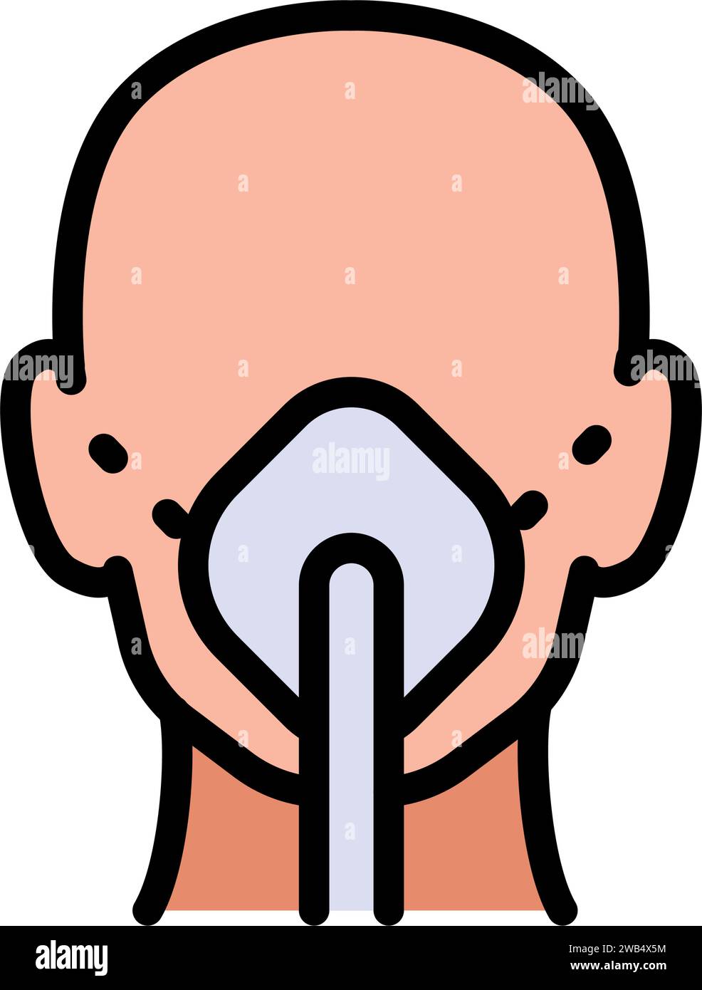 Man in oxygen mask flat icon. Aerosol breathing lung machine treatment icon. Color illustration ...