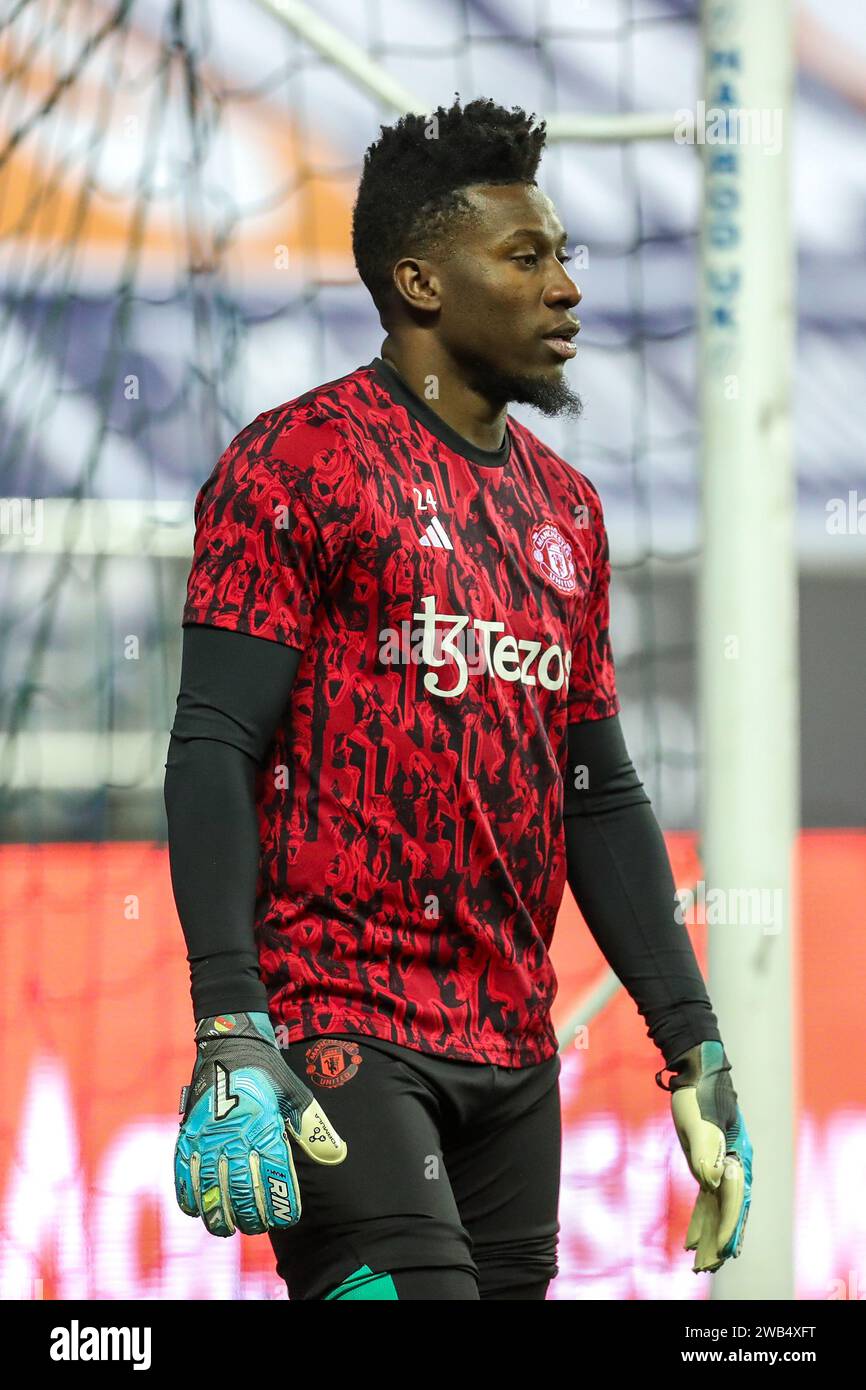 Wigan, UK. 08th Jan, 2024. Manchester United goalkeeper Andre Onana (24 ...