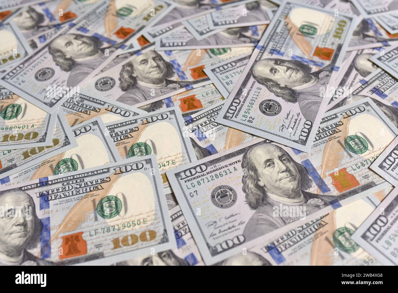 Background from 100 US dollar bills close-up. Money background. Banking ...