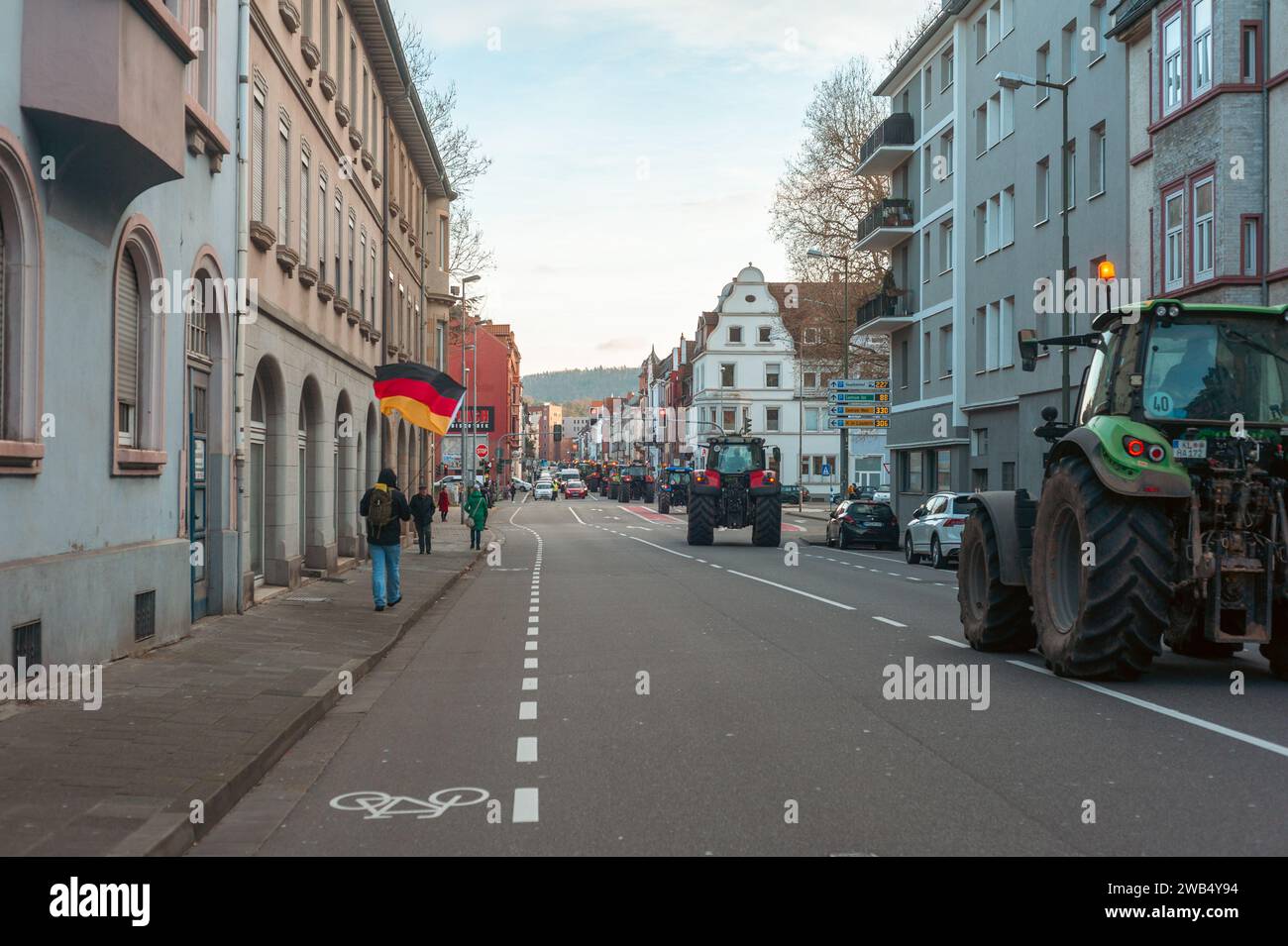 Kaiserslautern, Germany. 8th January, 2024. The demonstration continues ...