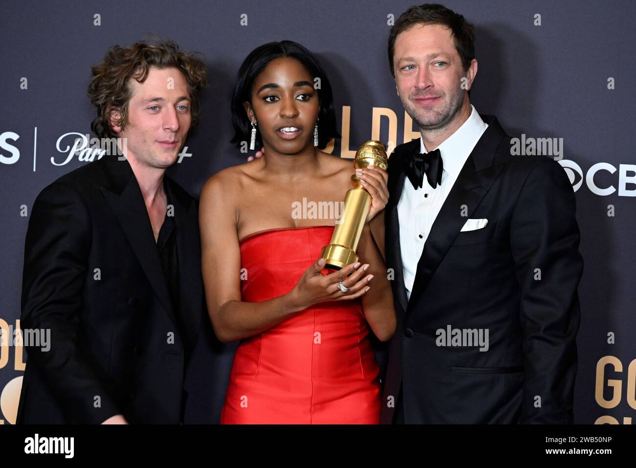 Jeremy Allen White, Ayo Edebiri und Ebon Moss-Bachrach bei der ...