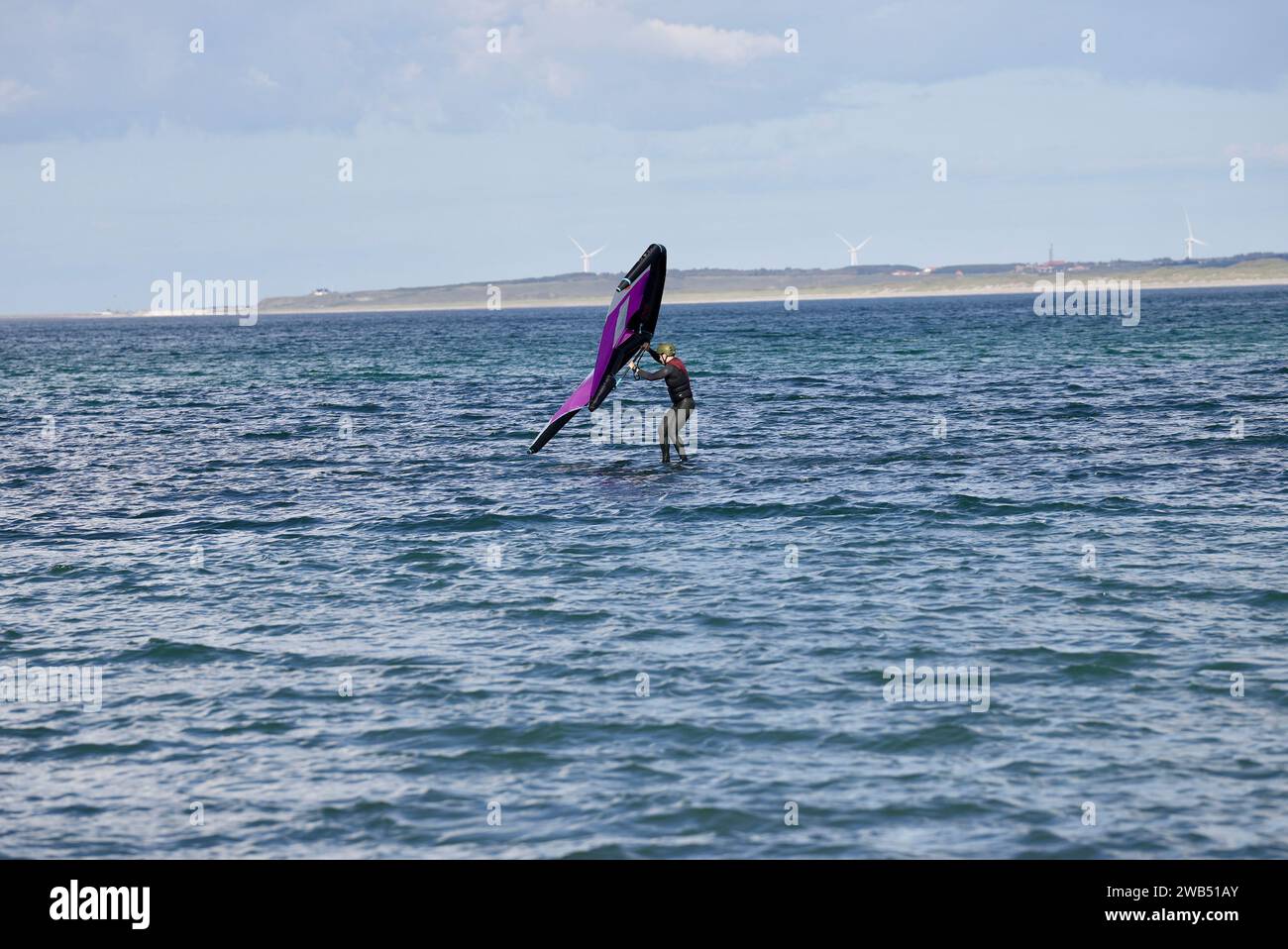 Modern water sport. Hydrofoil ride on the ocean using the wing Stock ...