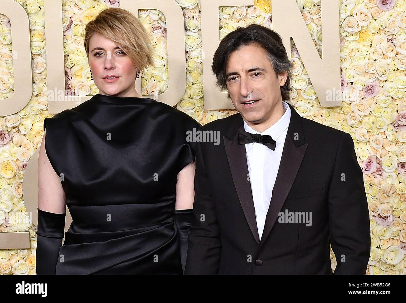 Greta Gerwig and Noah Baumbach attend the 81st Annual Golden Globe ...
