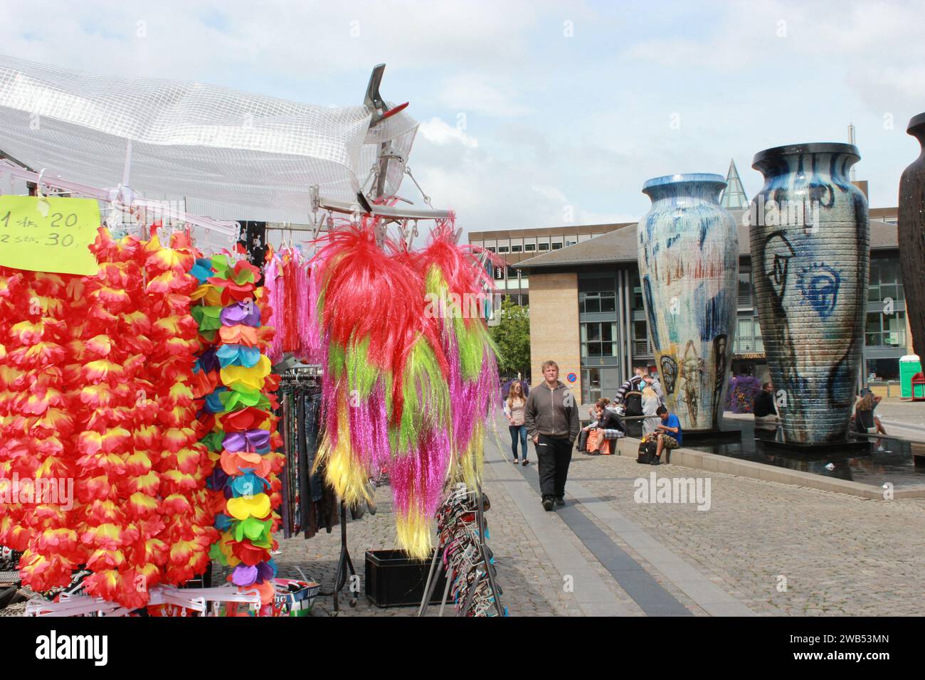 Small town of Roskilde, Denmark, during the famous Roskilde Festival ...