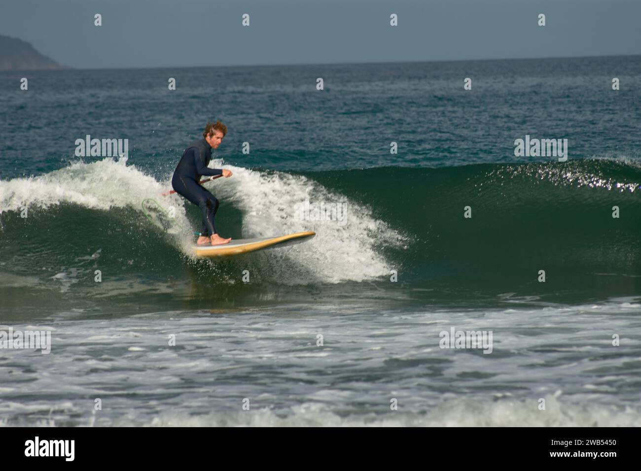Patos beach in Nigrán Pontevedra is filled with surfers when strong ...