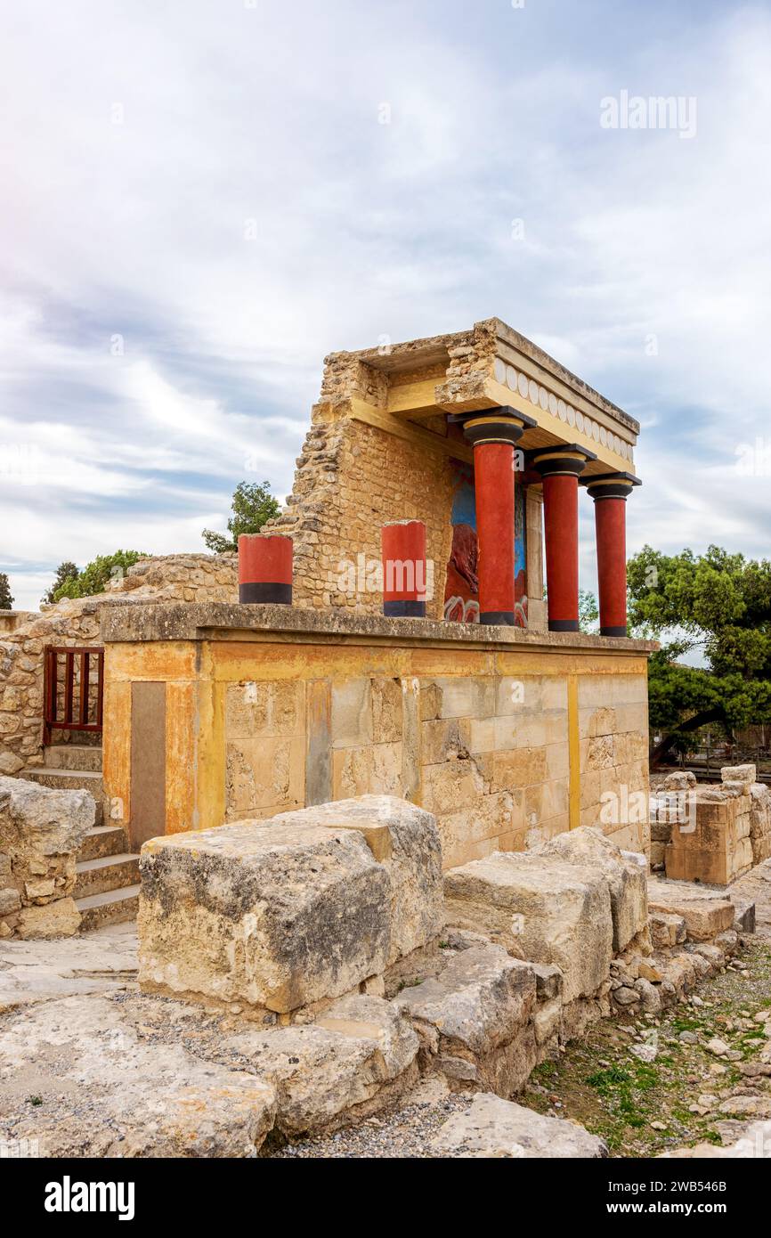 Palace of Minos, restored north entrance, ancient city of Knossos ...