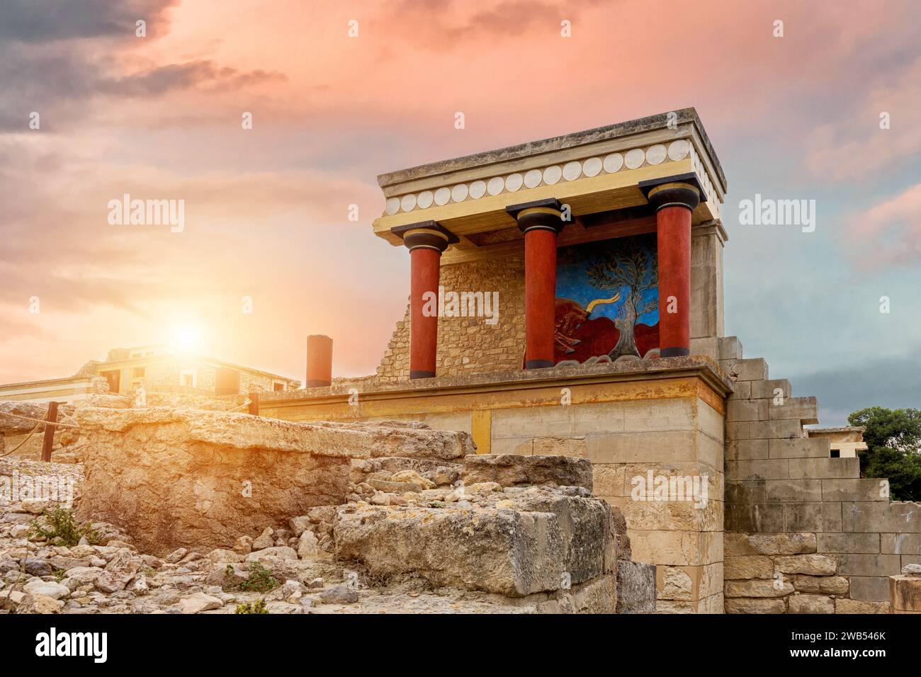 Knossos palace ruins on Crete island, Greece. Famous Minoan Knossos ...