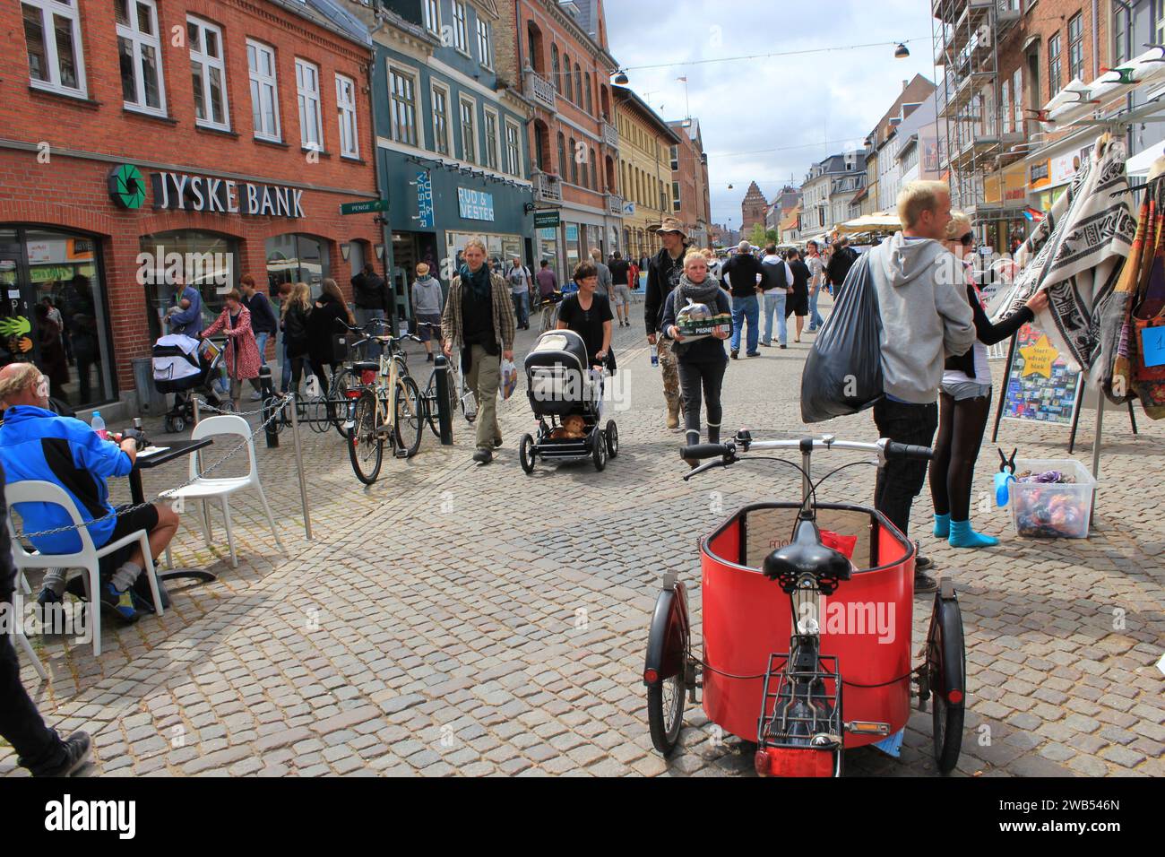Small town of Roskilde, Denmark, during the famous Roskilde Festival ...