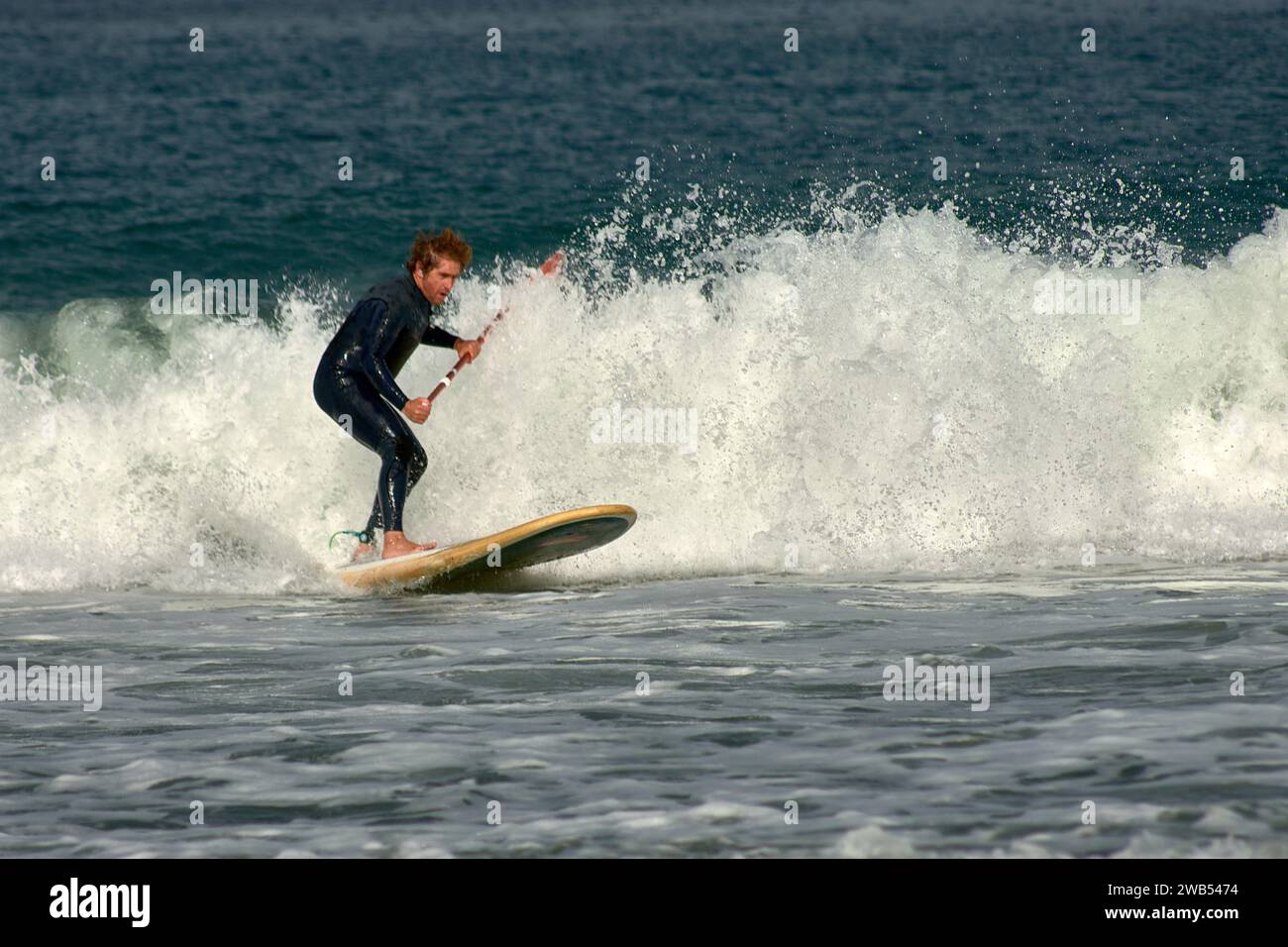 Patos beach in Nigrán Pontevedra is filled with surfers when strong ...