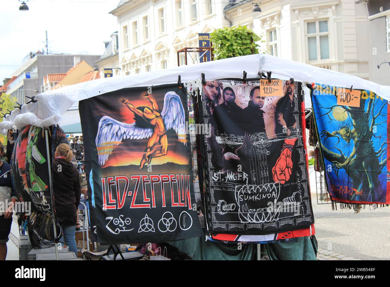 Small town of Roskilde, Denmark, during the famous Roskilde Festival ...