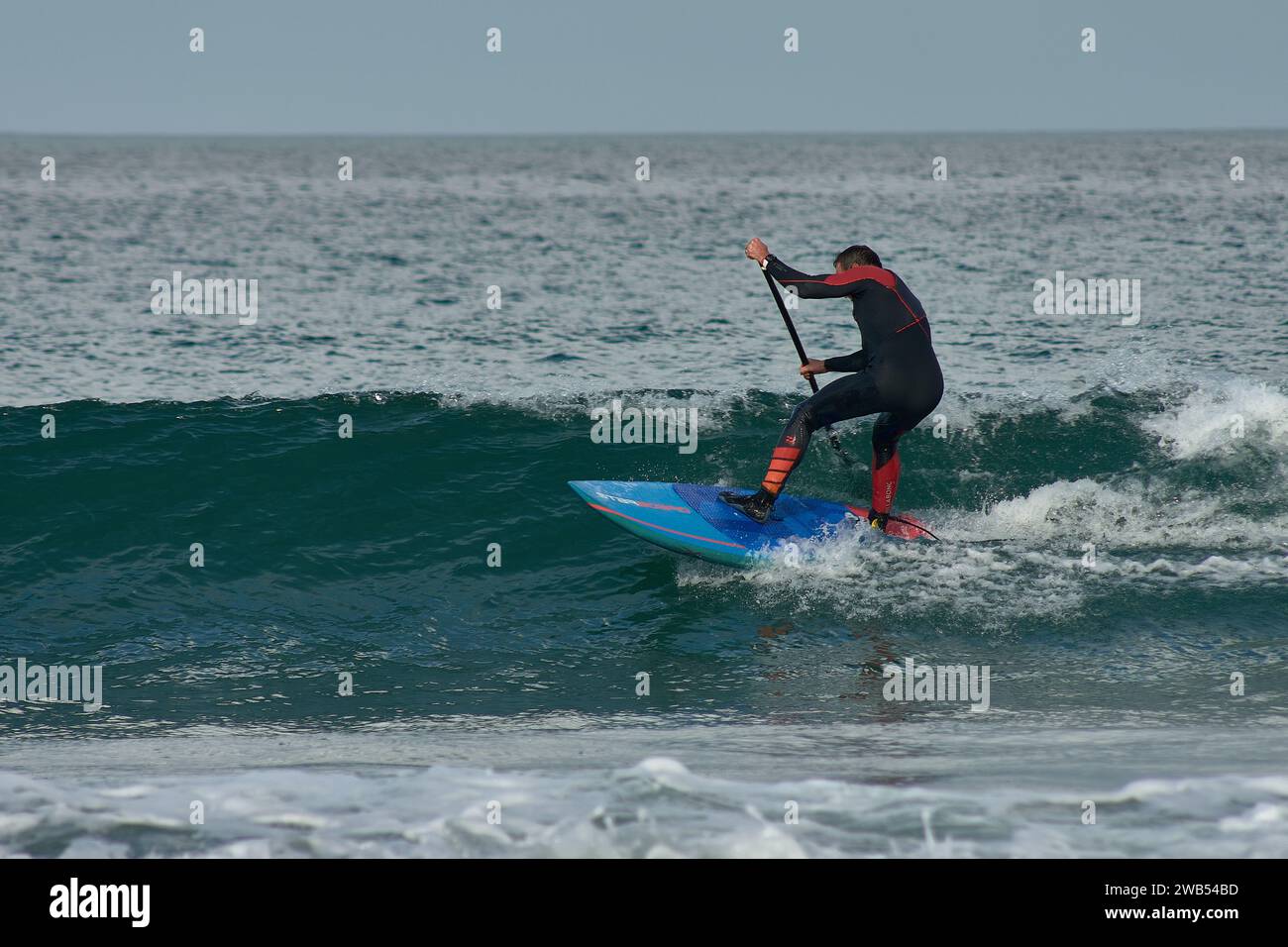 Patos beach in Nigrán Pontevedra is filled with surfers when strong ...