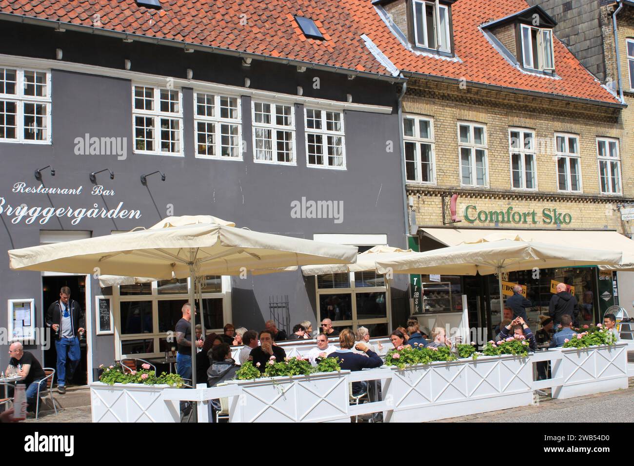 Small town of Roskilde, Denmark, during the famous Roskilde Festival ...