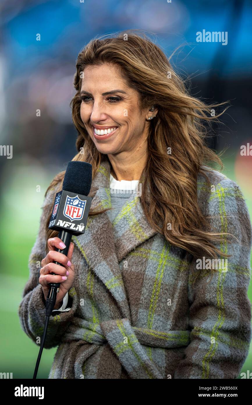 NFL Network personality Sara Walsh speaks on air during an NFL football ...