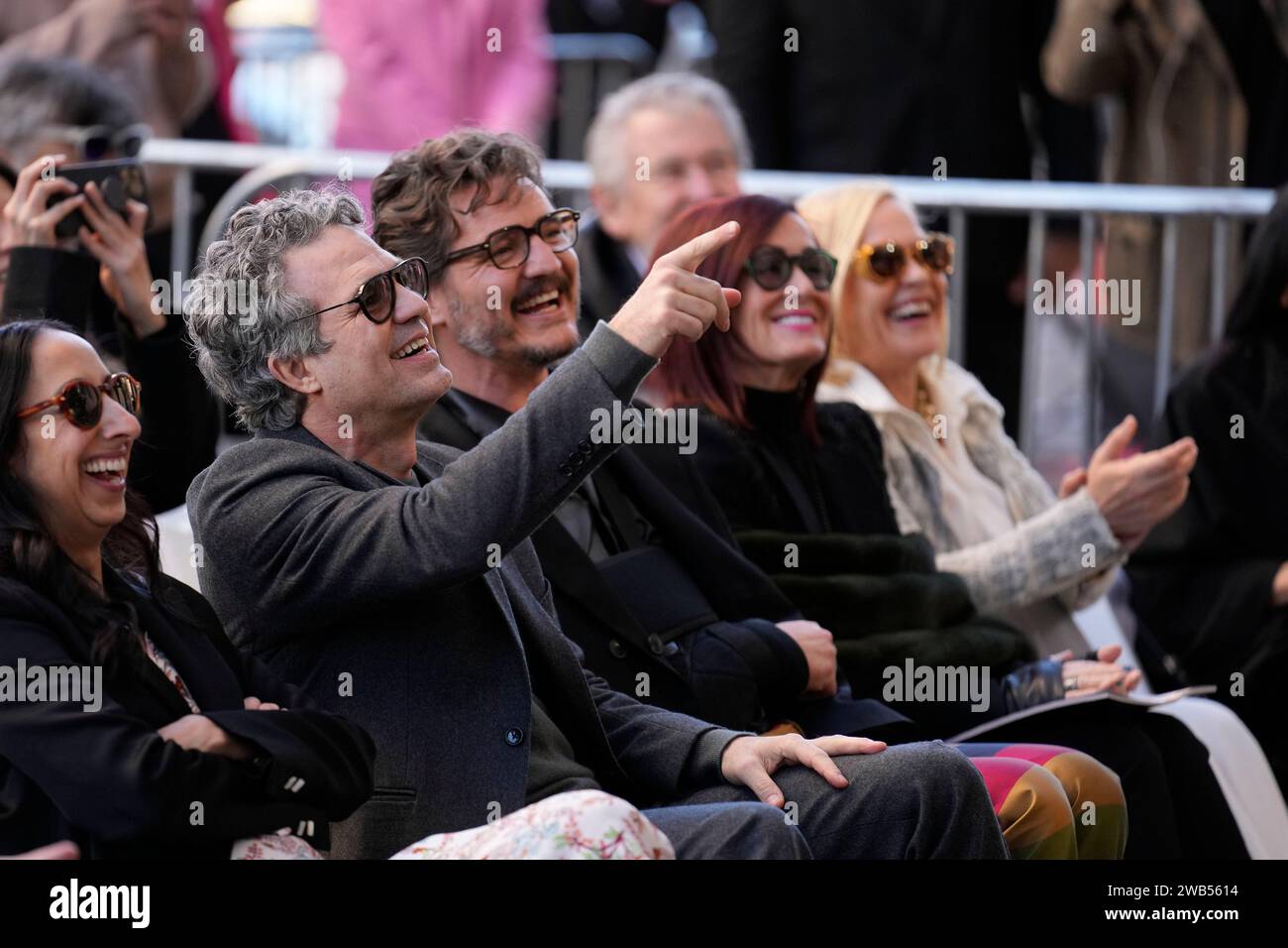 Mark Ruffalo, second from left, jokes with Pedro Pascal, center, as ...