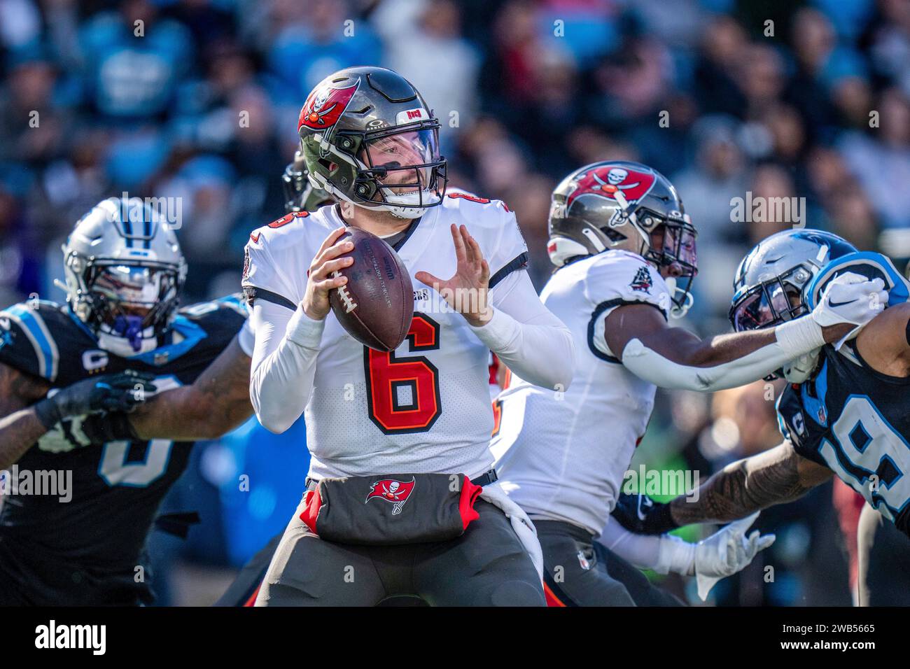 Tampa Bay Buccaneers quarterback Baker Mayfield (6) looks to pass ...