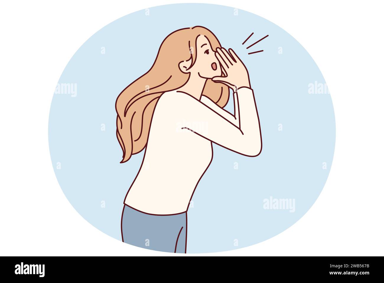 Positive young lady in casual Cut Out Stock Images & Pictures - Alamy