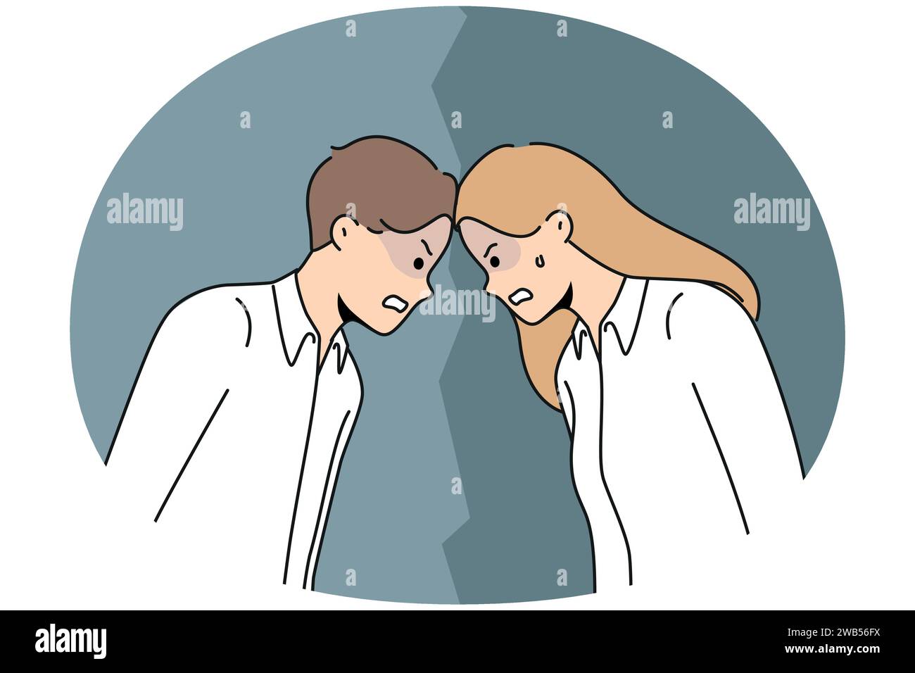 Angry man and woman confrontation at workplace. Furious male and female ...