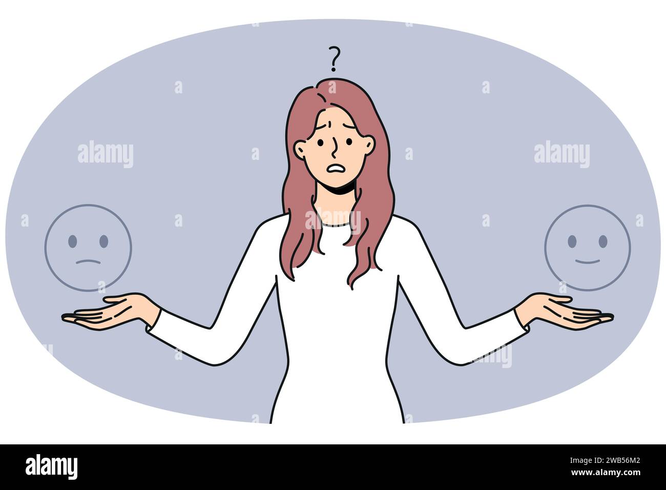 Confused young woman feel frustrated choose mood for day. Unhappy ...