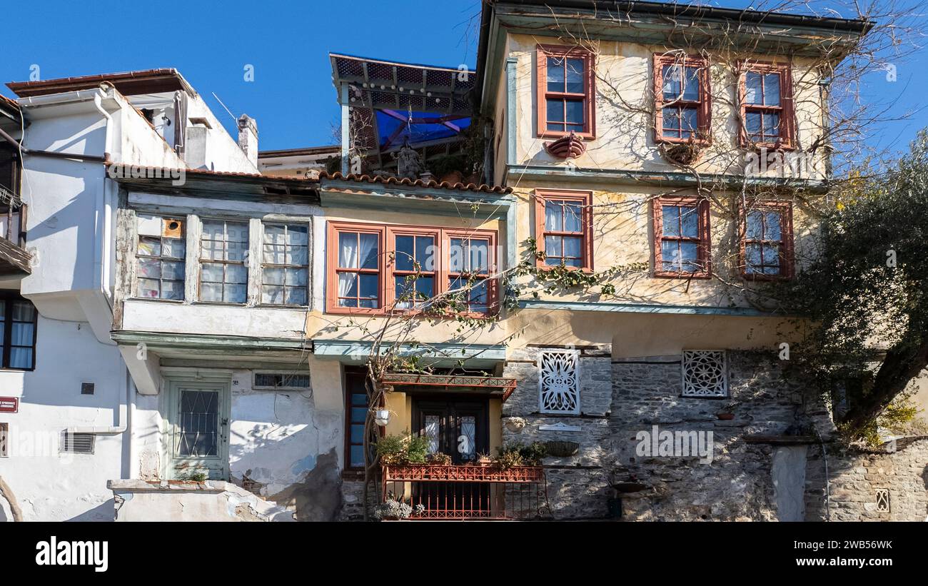 KAVALA, GREECE - DECEMBER 27, 2023: The Old town of city of Kavala ...