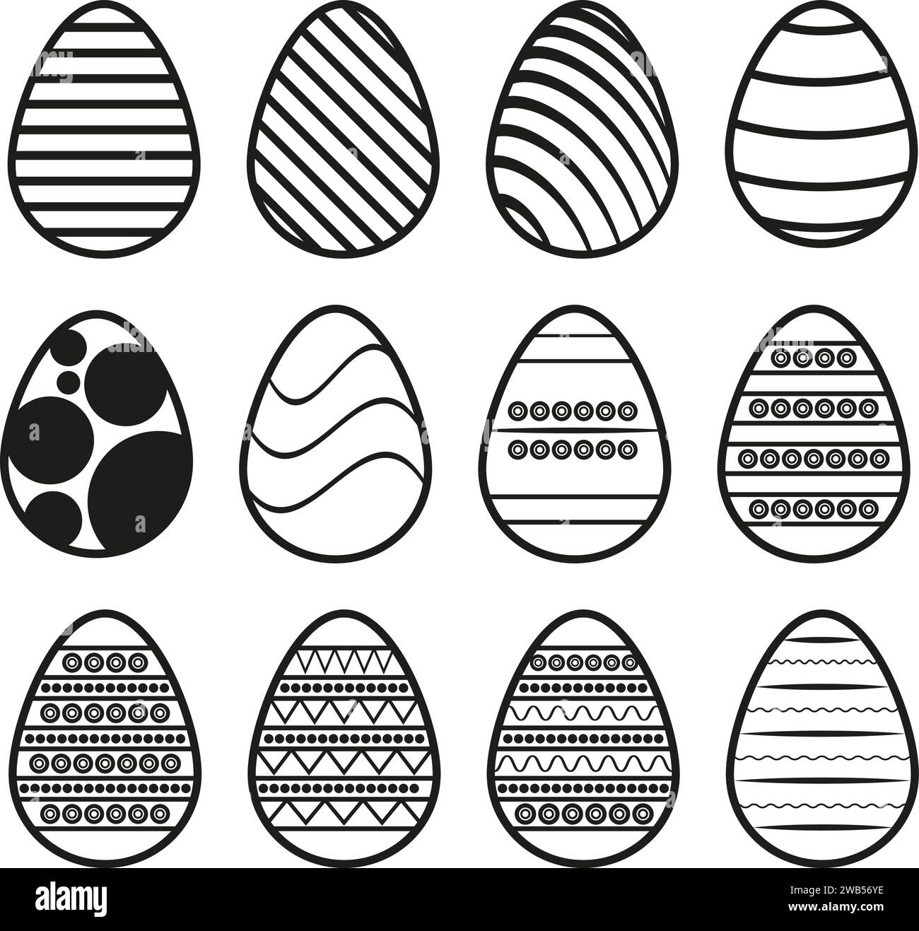 Set of black Easter eggs on a white background Stock Vector Image & Art ...