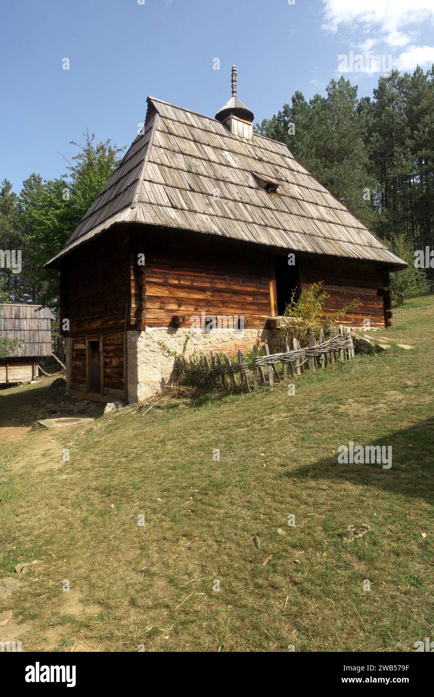 a mountain traditional log cabin in Open-Air Museum Old Village ...