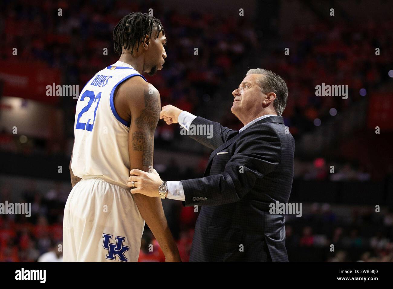 Kentucky head coach John Calipari coaches Kentucky guard Jordan Burks ...