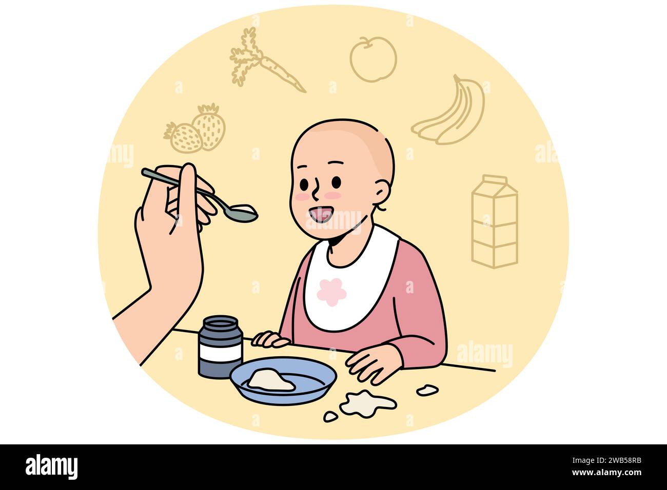 Kid try new food Stock Vector Images - Alamy