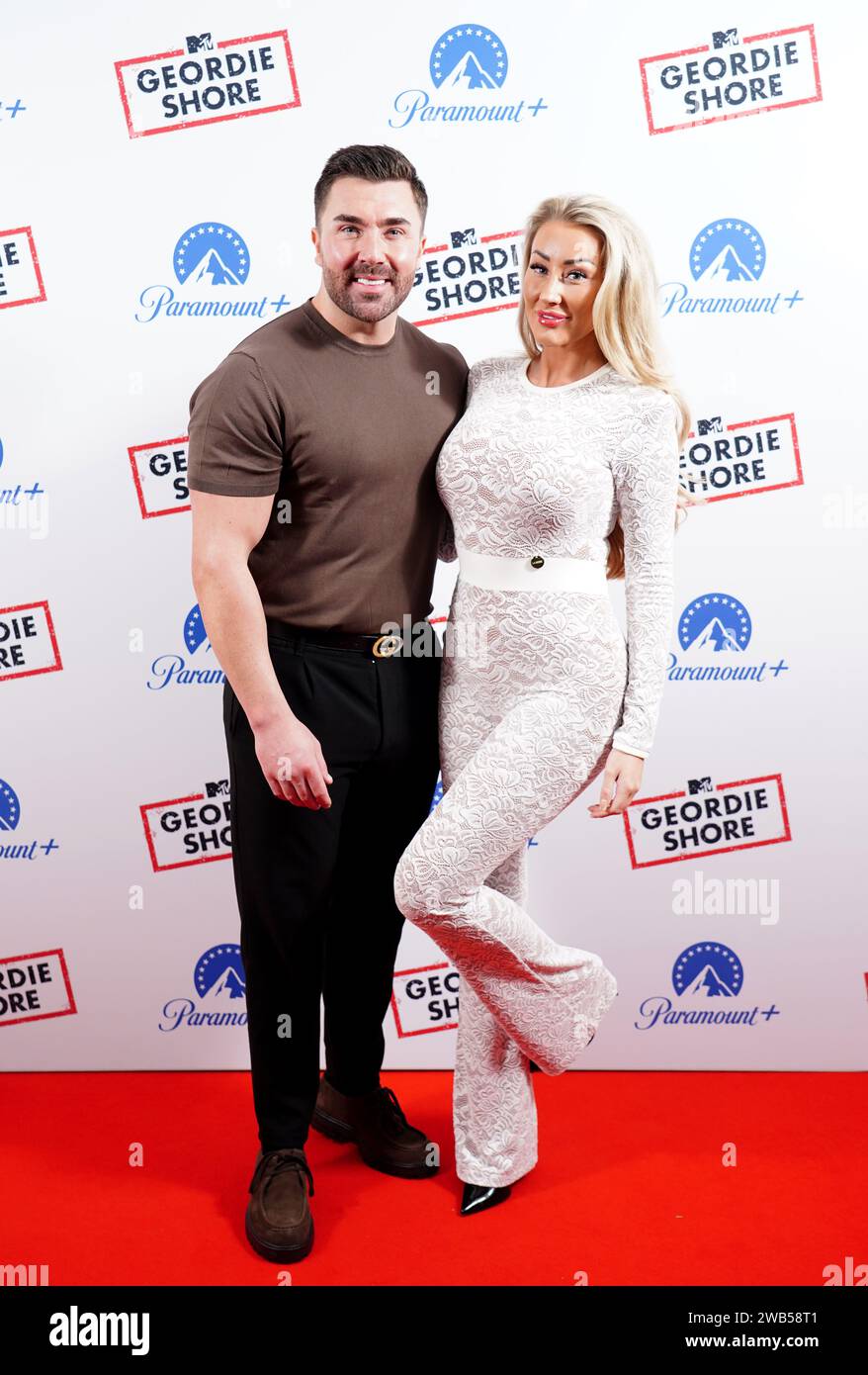 James Tindale and guest attending a screening of Geordie Shore at the ...