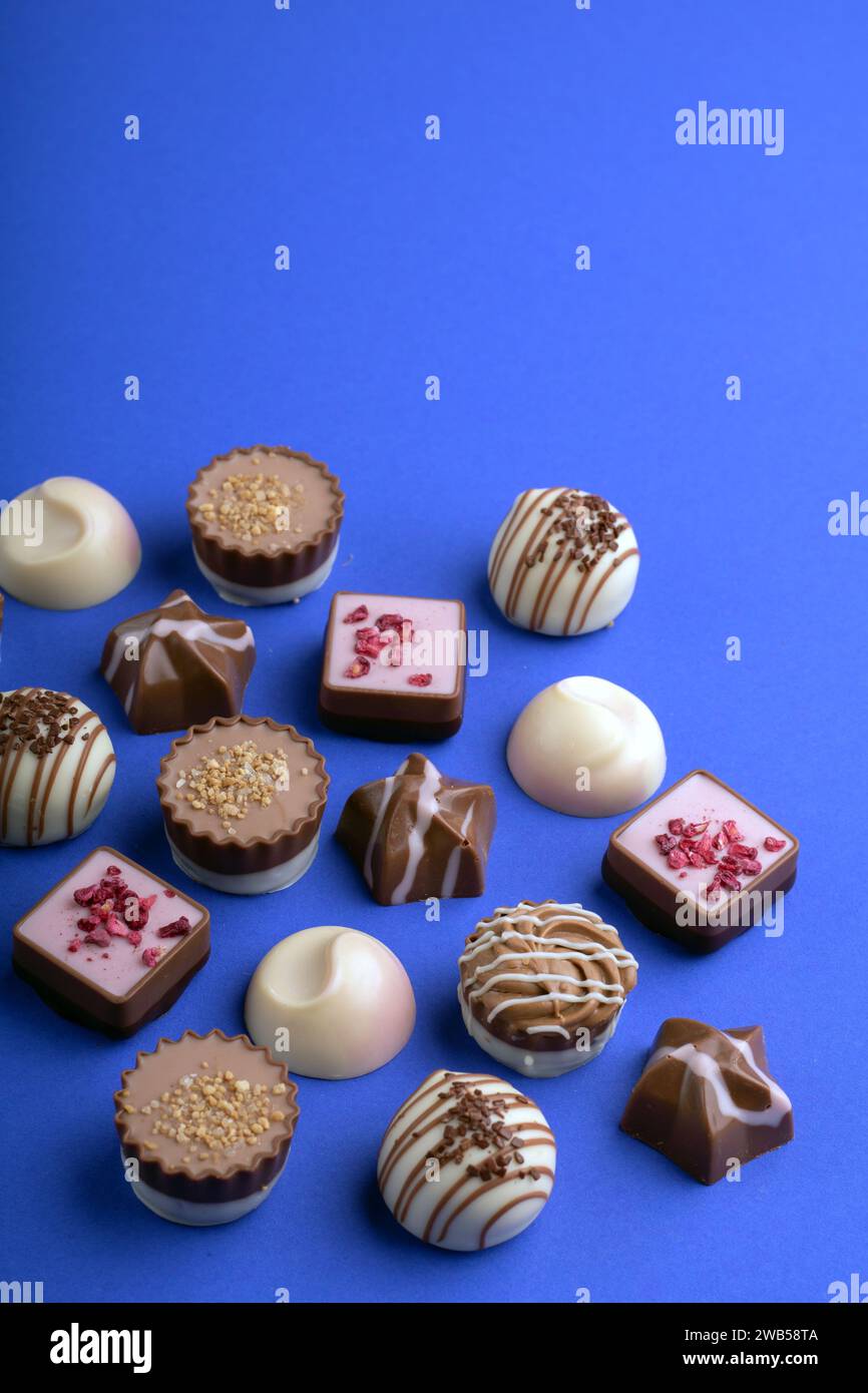 photography an assortment of chocolates, snack that tempts the taste ...