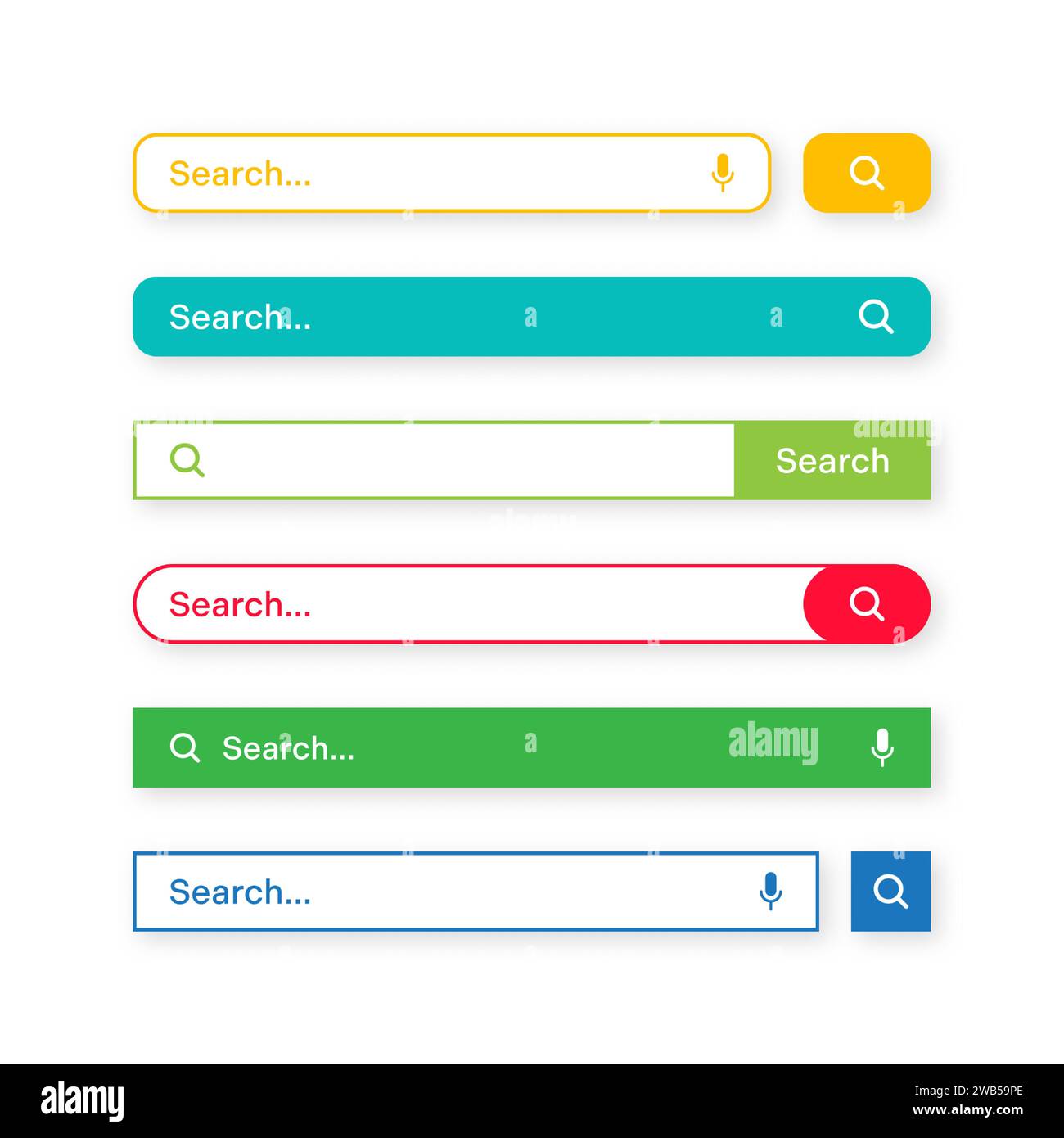 Colorful search bar templates. Internet browser engine with search box ...