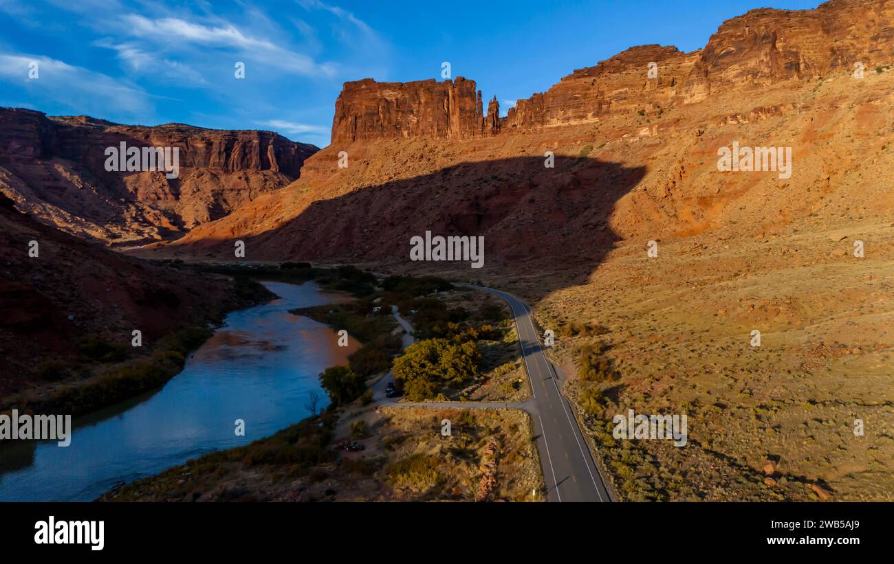 Moab, UT, USA. 4th Nov, 2023. Aerial photography of Utah's mesmerizing ...