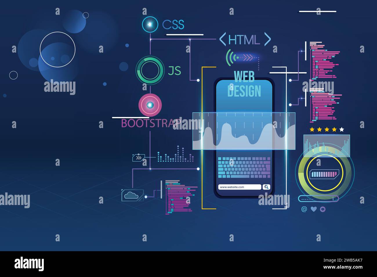 web technology conceptual banner background design illustrator Stock ...