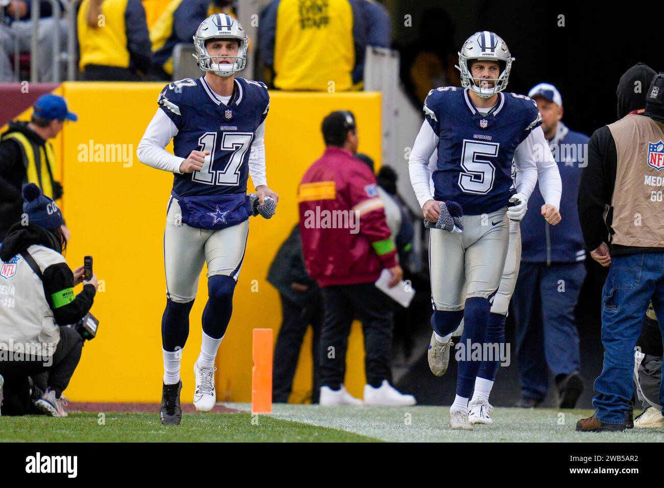 Dallas Cowboys place kicker Brandon Aubrey (17) and punter Bryan Anger ...