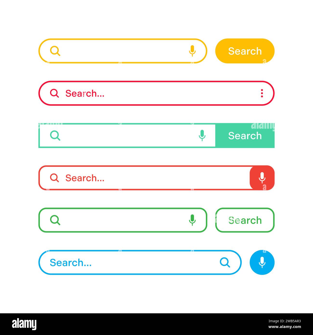 Colorful search bar templates. Internet browser engine with search box ...