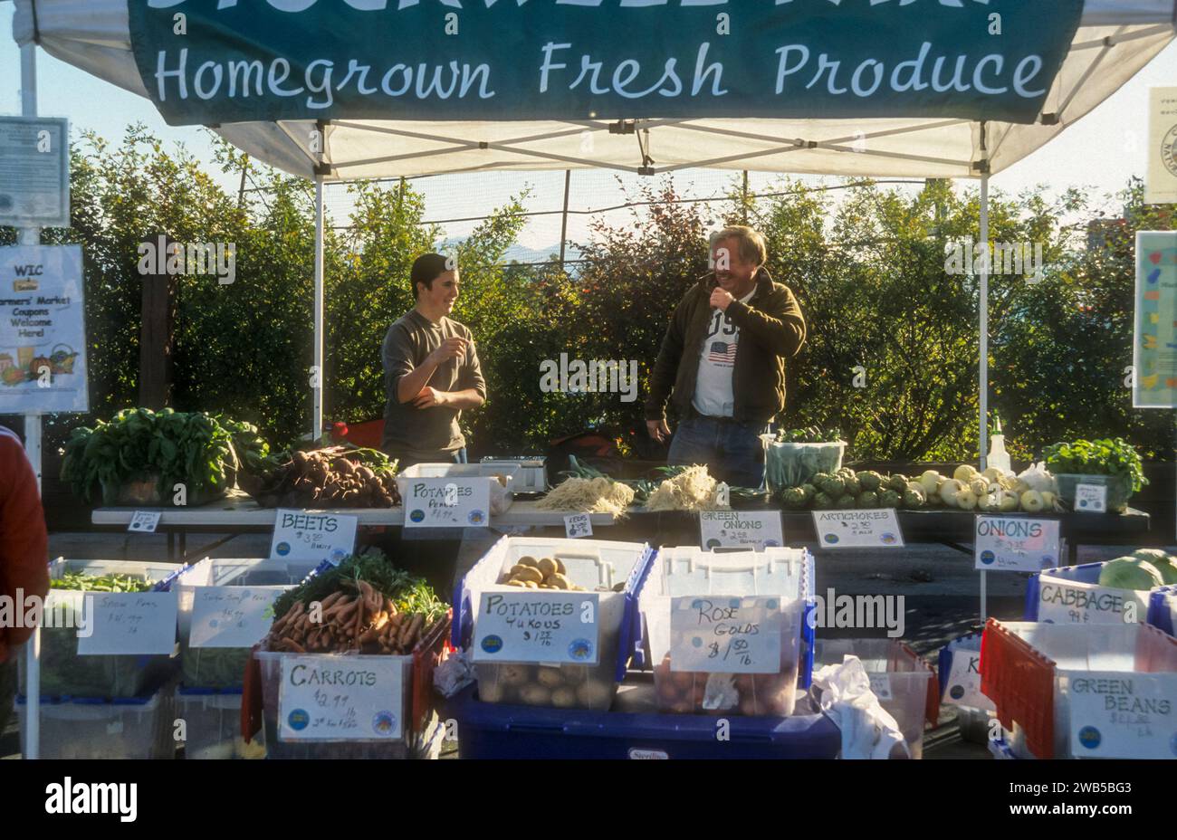A stall selling Homegrown Fresh Produce on a Farmers' Market in ...