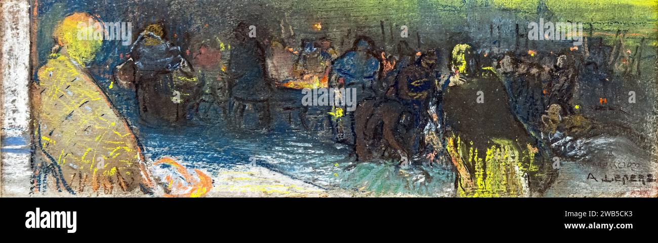 (Albi) Autour du brasero (vue de Paris) 1892 - Auguste Lepère Stock ...