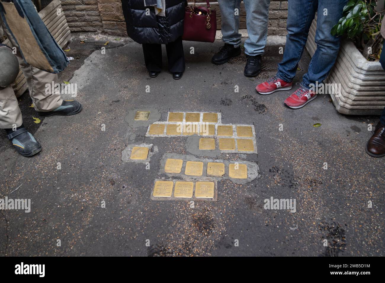 Rome, Italy. 08th Jan, 2024. Placement ceremony of the stolpersteine ...