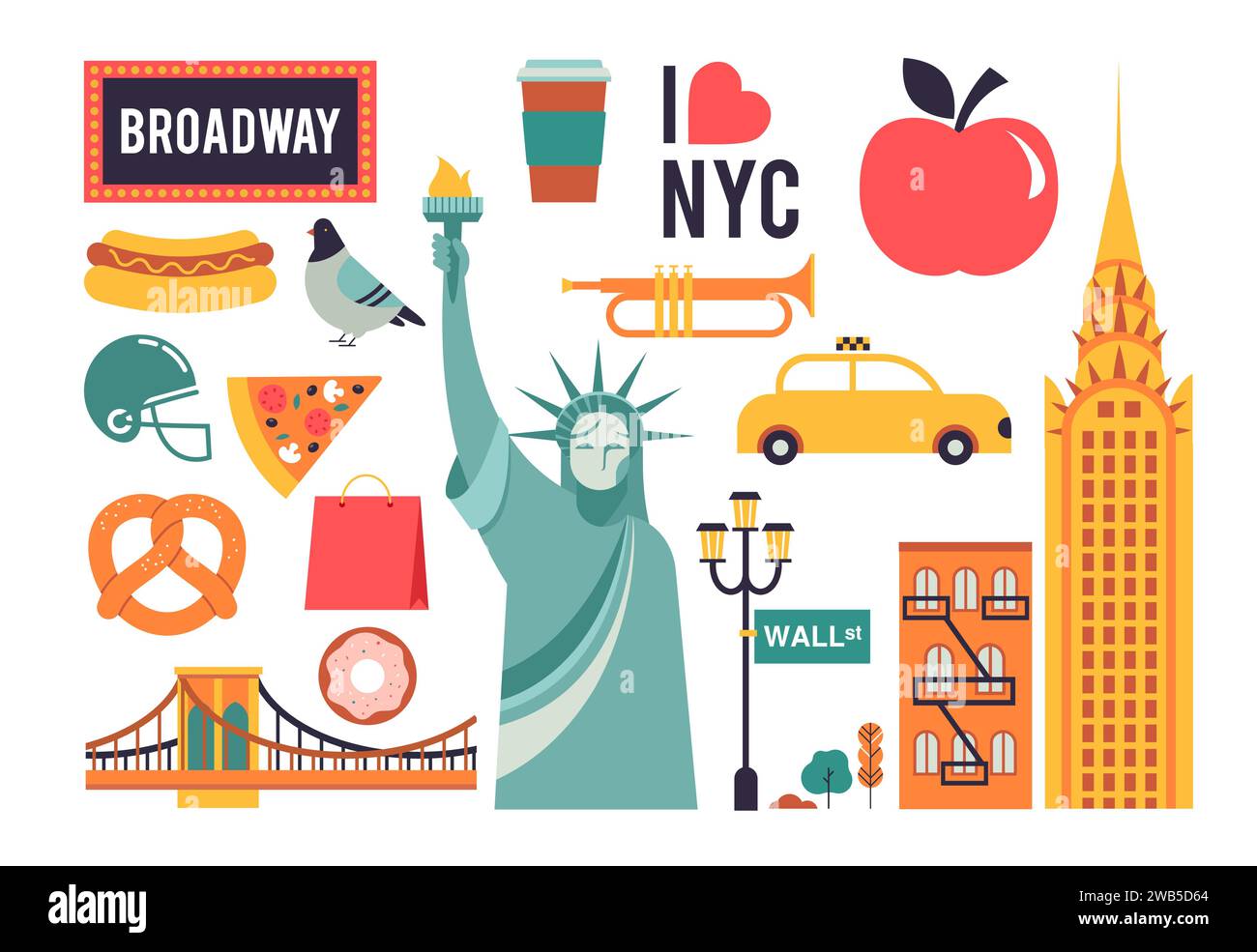New York City, USA collection of icons and graphic elements ...