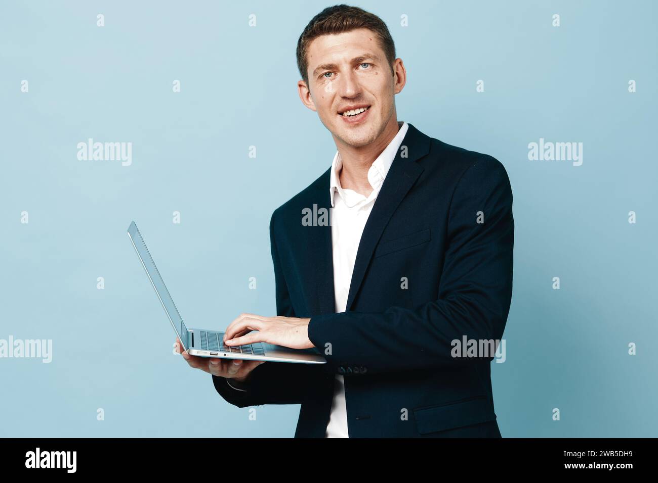 Happy man adult laptop portrait man handsome background modern ...