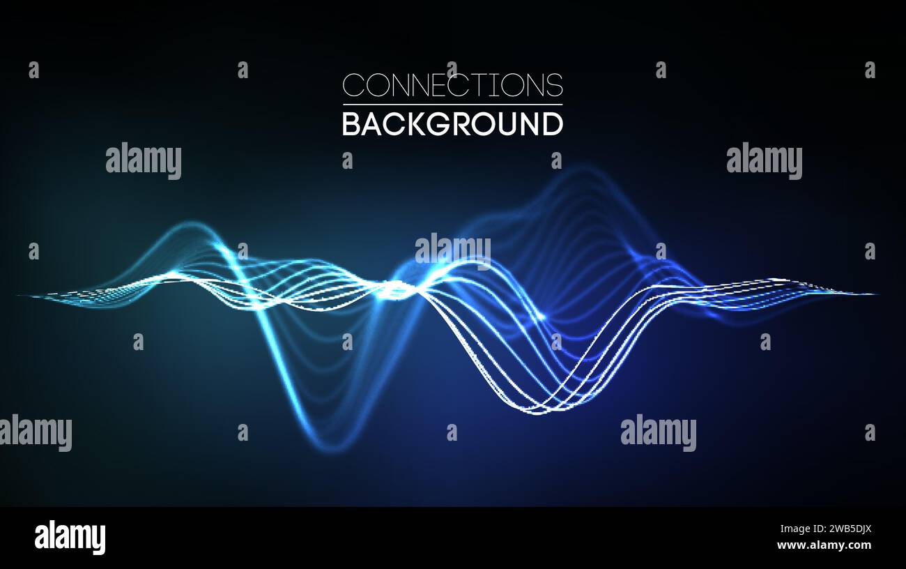 Sound wave audio abstract background. Network connections music wave ...