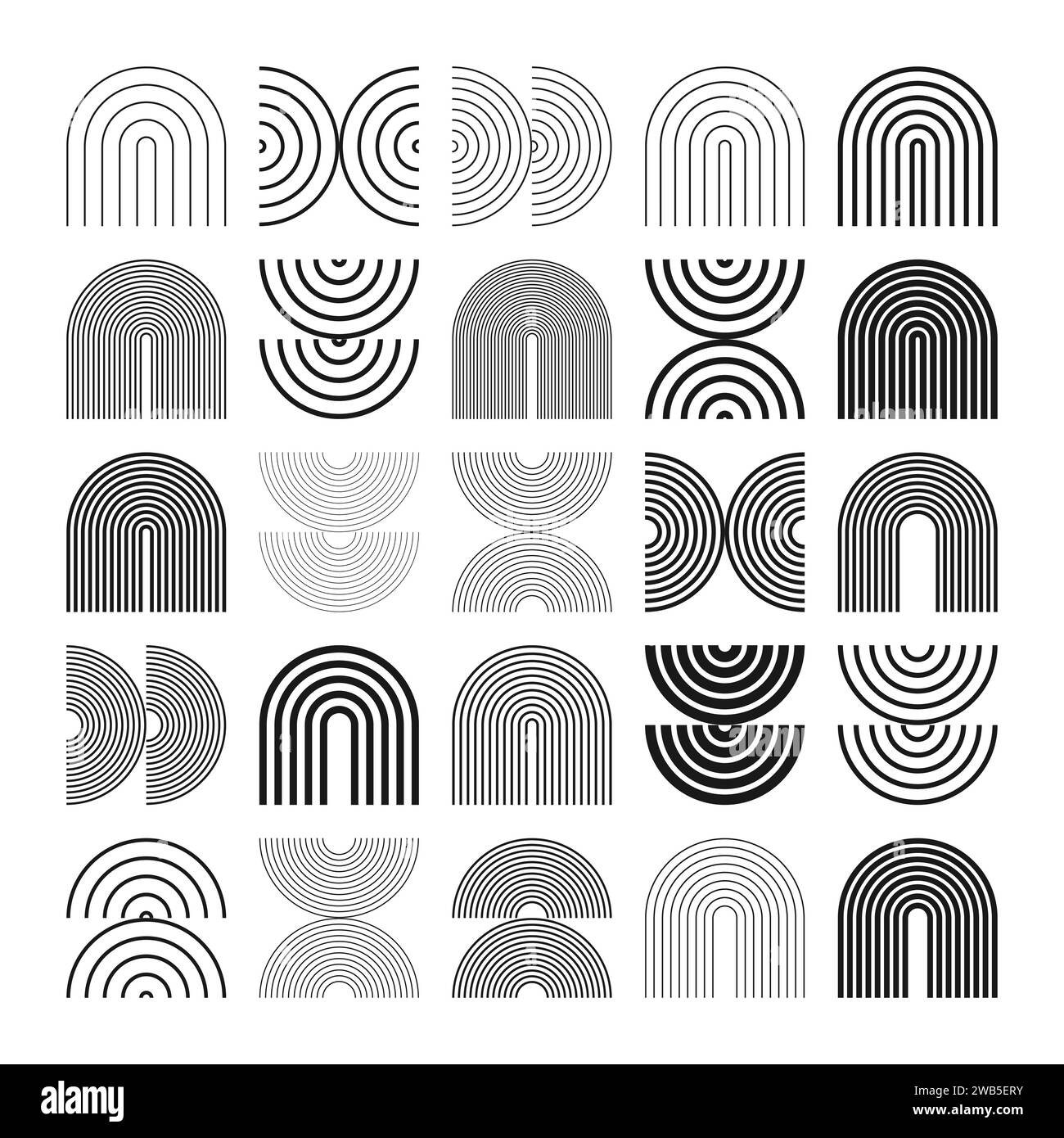 Brutalist geometric shapes, symbols. Simple primitive elements and forms. Bauhaus retro design ...